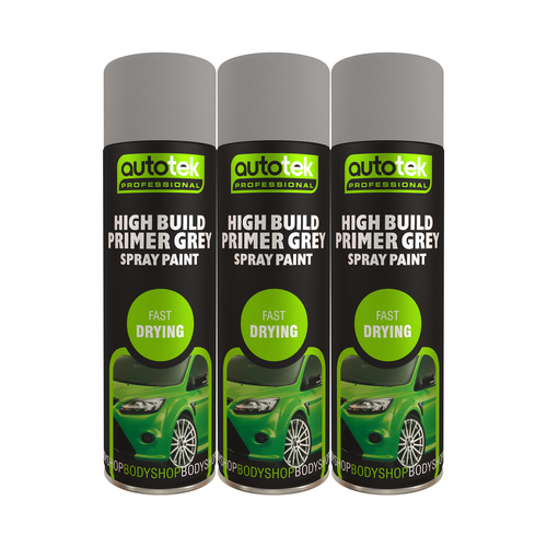 Autotek Grey High Build Primer Spray Paint 500ml x3 5010373210246 | eBay
