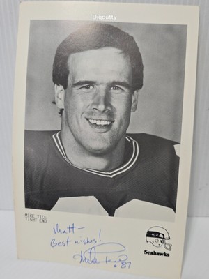 MIKE TICE Seattle Seahawks 1987 Autographed 8.5" x 5.5" Picture to ...