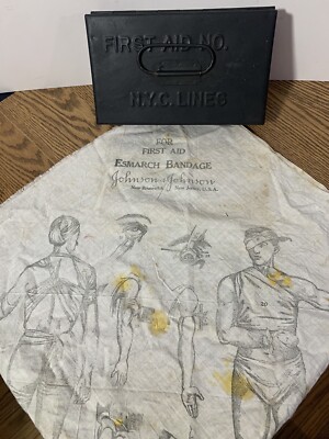 Vintage Original N.Y.C Rail Lines First Aid Handkerchief Safety Johnson ...