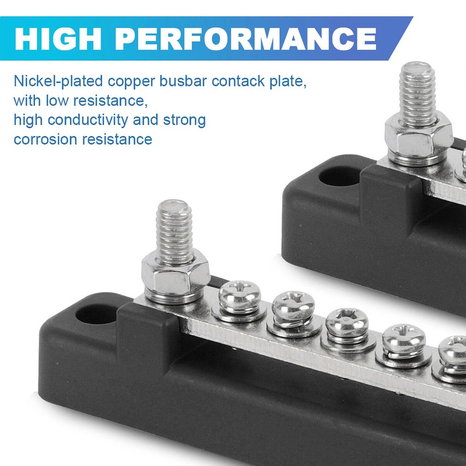 2x 6 Way Bus Bar Auto & Marine Power Distribution Earthing Block 150A ...