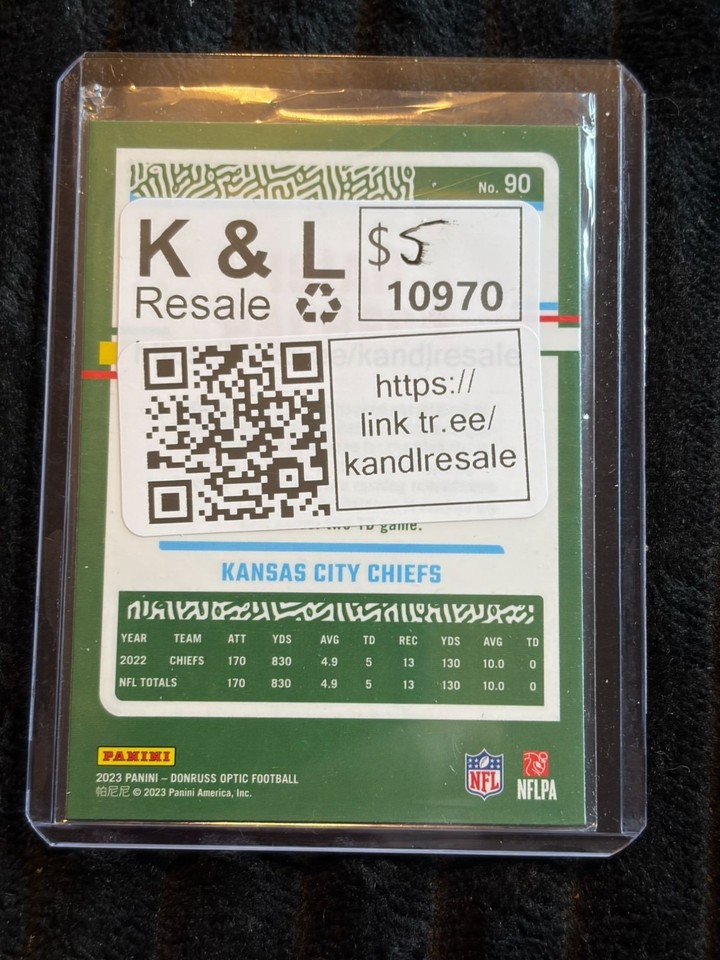 2023 Panini Donruss Optic Football Card Isiah Pacheco No.90 Kansas City ...