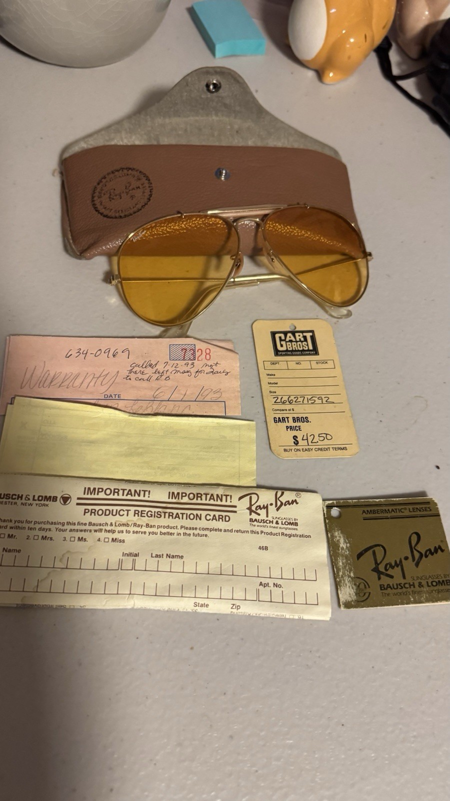 1960’s Bauch and Lomb Ray-Ban, Amber Lens - Gem