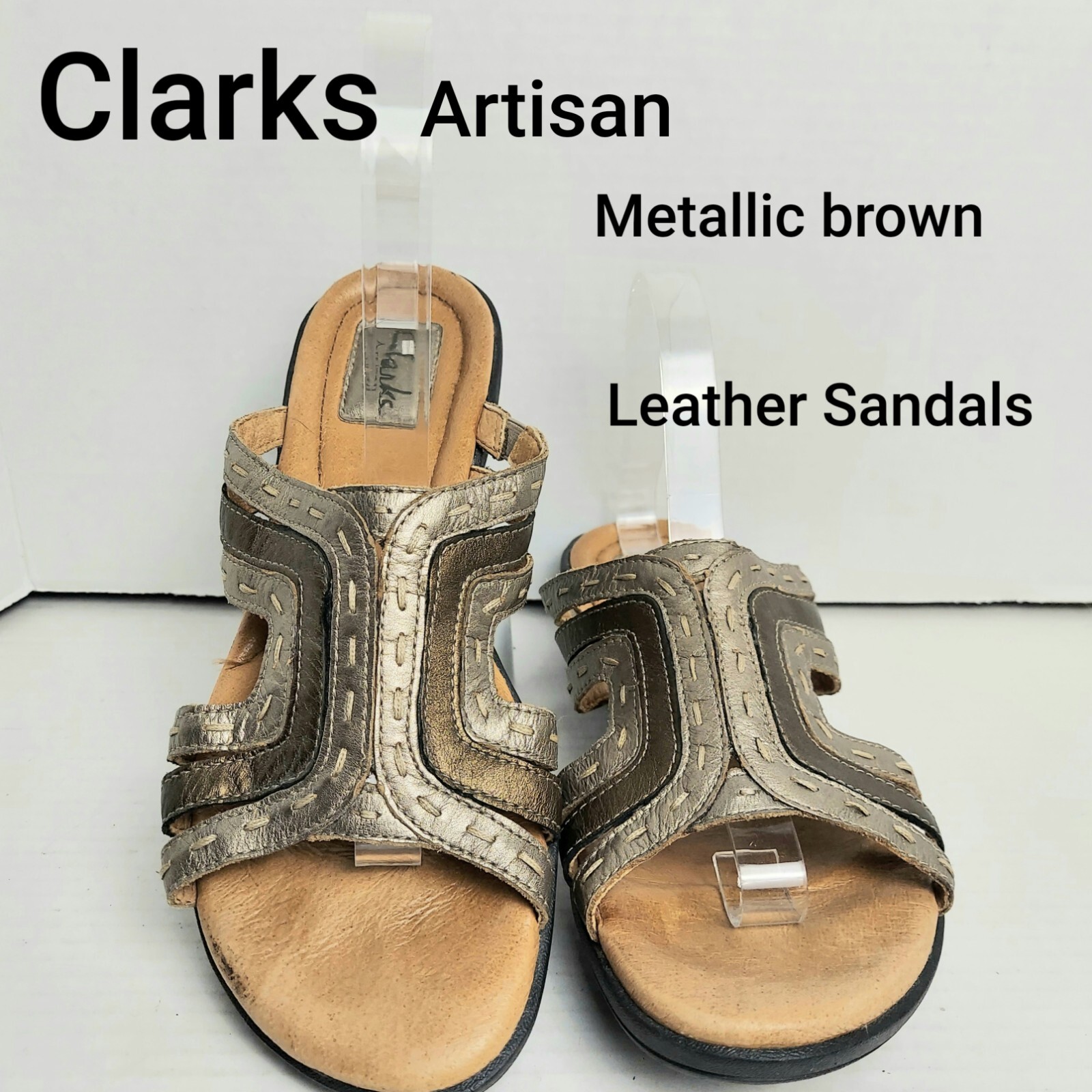 Clarks Artisan Brown Metallic Leather Sandals Size 8.5 - Gem