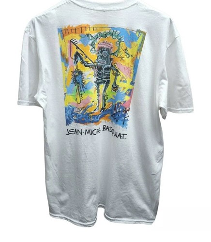 Jean-Michel Basquiat Shirt Medium White Fishing Painting Crown Mach ...