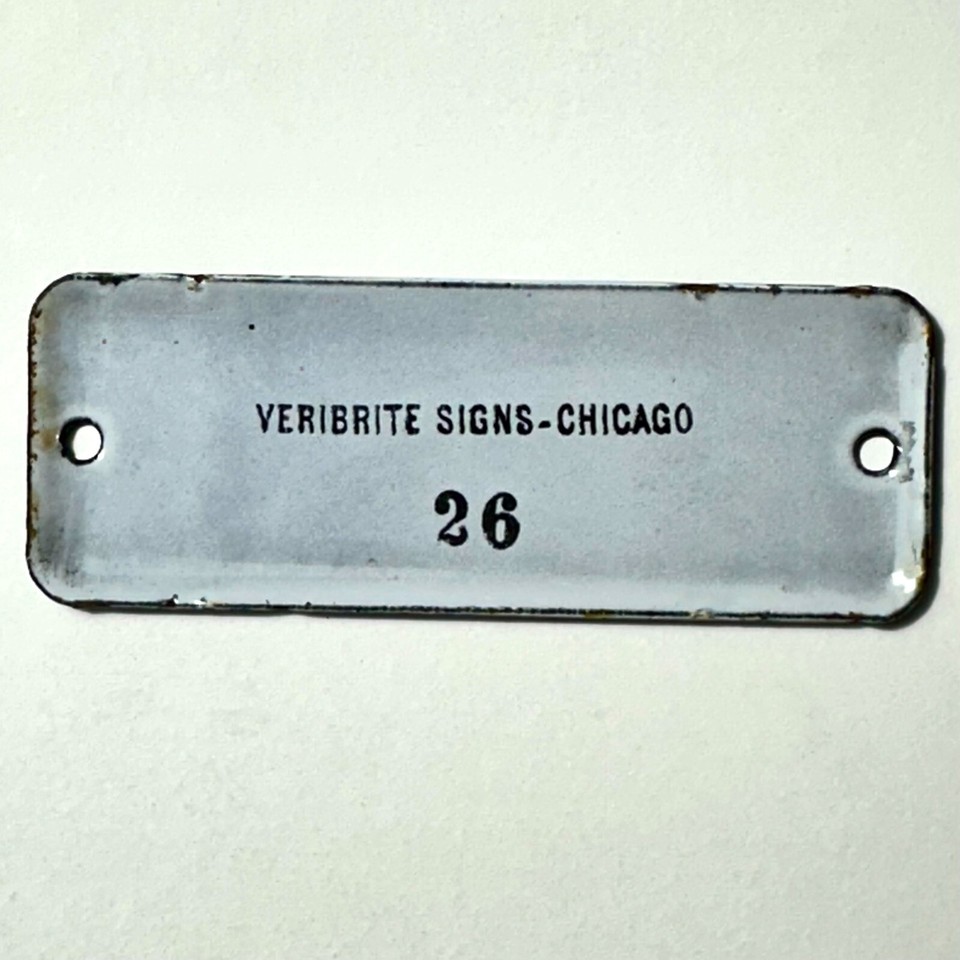 Antique Veribrite Signs Chicago Porcelain BLANK Black Tag Sign 1.5 x 4 ...