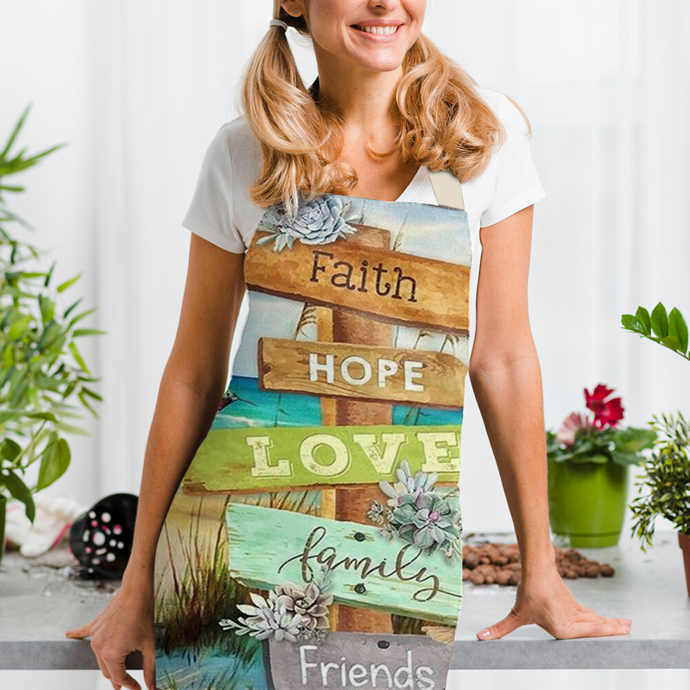 Print Linen Apron Signs of Life Waterproof Kitchen Bibs Oilproof ...