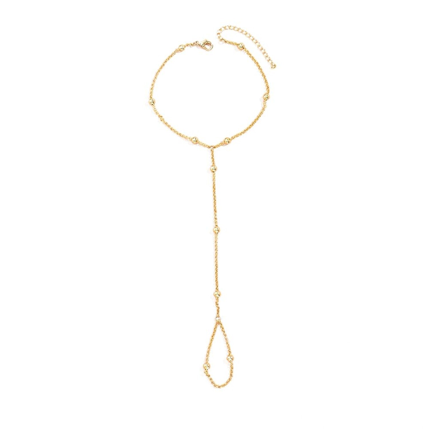 Gold Hand Chain Bracelets Non Tarnish Finger Chain Ring,Dainty 14K Gold ...