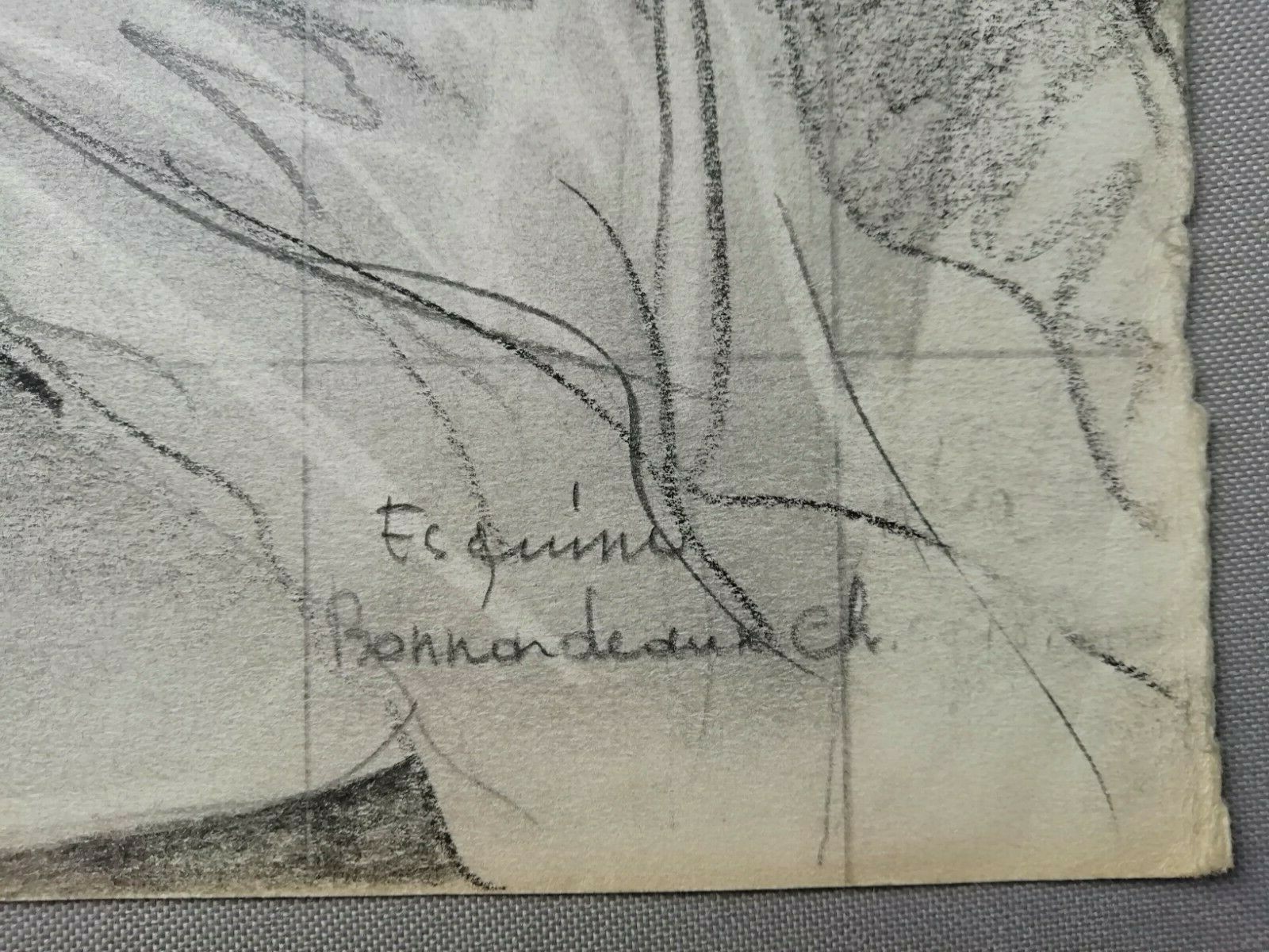 DESSIN signé de Charles BONNARDEAUX Esquisse Portrait femme le dédain ...