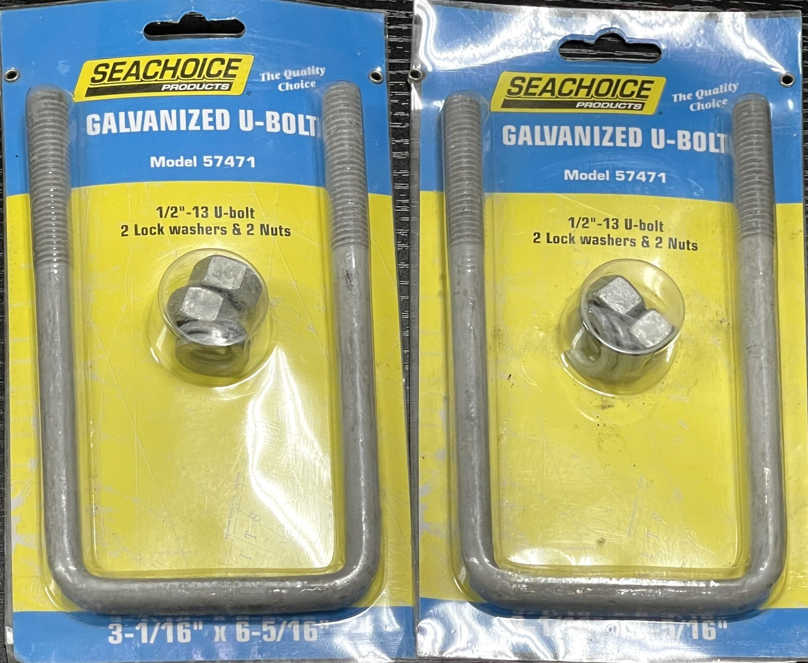 Lot of 2 Seachoice Products 57471 1/2”-13 Galvanized U-bolt for Boat ...