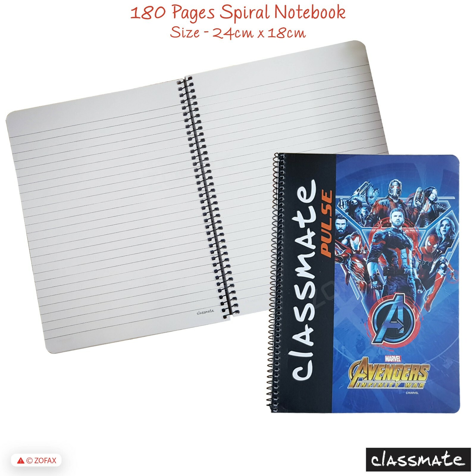 CLASSMATE Avengers 180 Pages Exercise Spiral Notebooks 24cm x 18cm ...