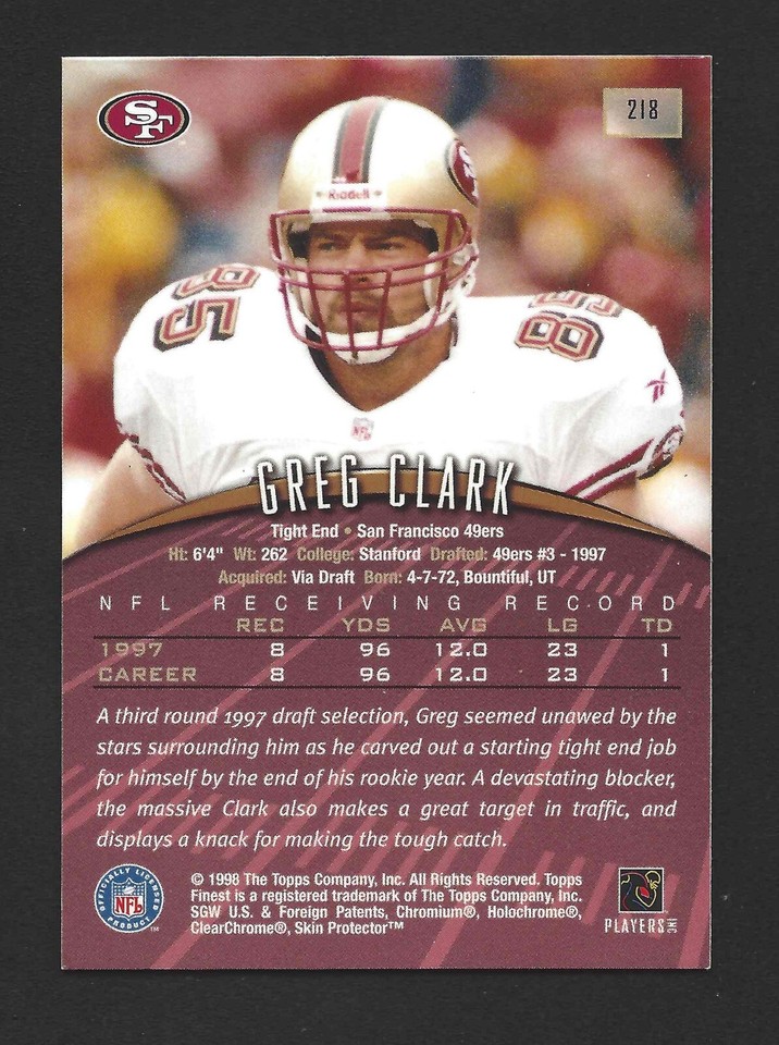 1998 Topps Finest Greg Clark #218 | eBay