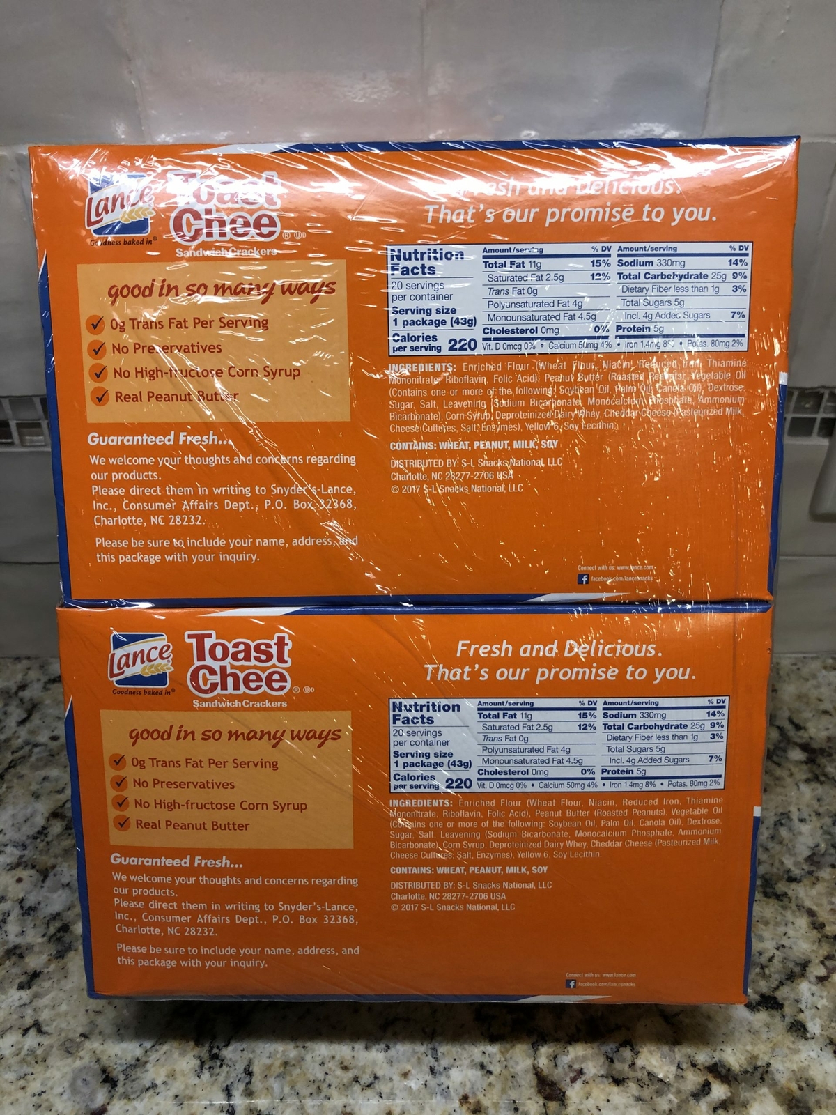 80 packs Toastchee Lance Sandwich Crackers Cheese Peanut Butter NABS ...