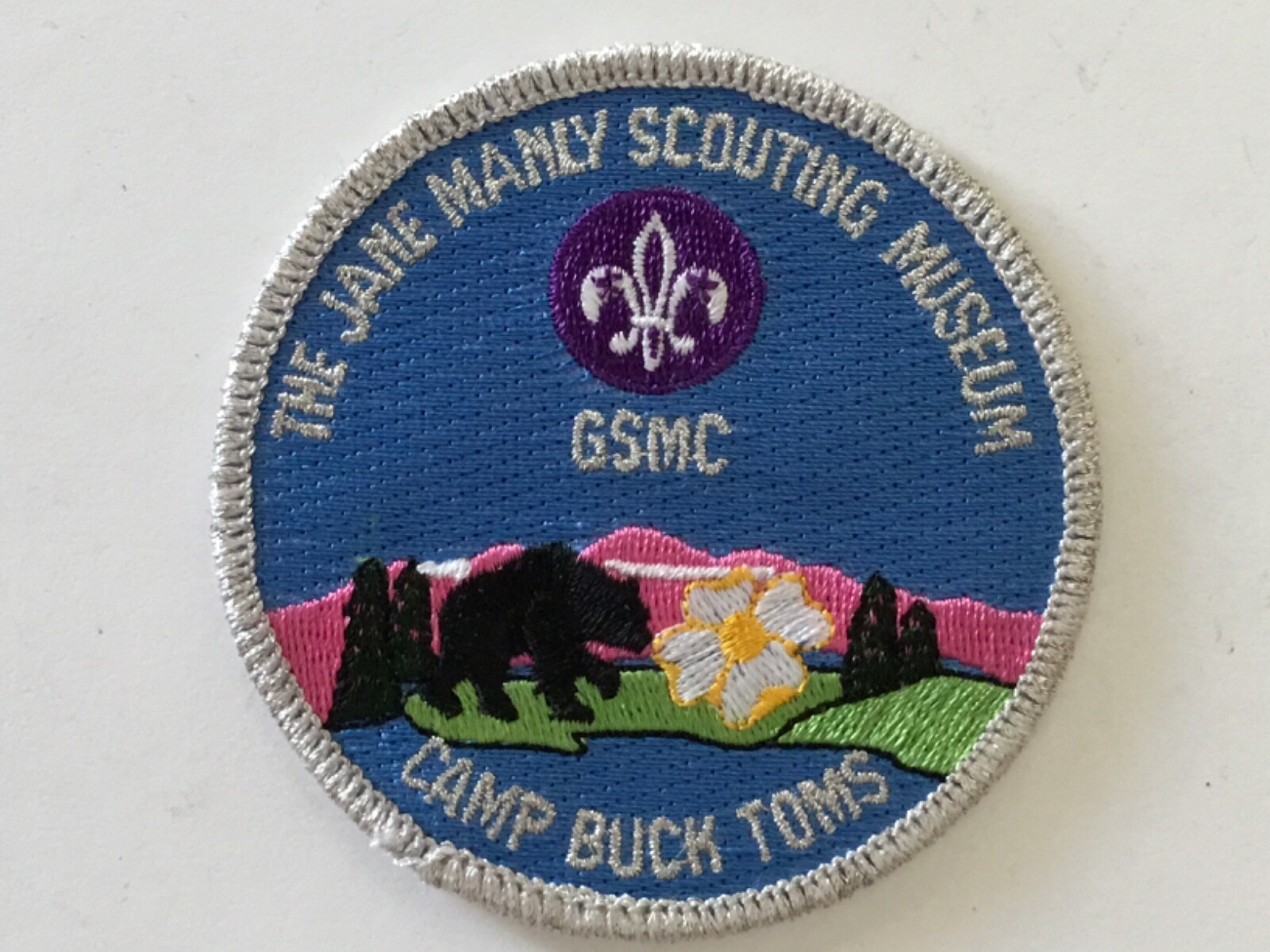 Camp Buck Toms Jane Manly Museum pocket patch Silver Mylar | eBay