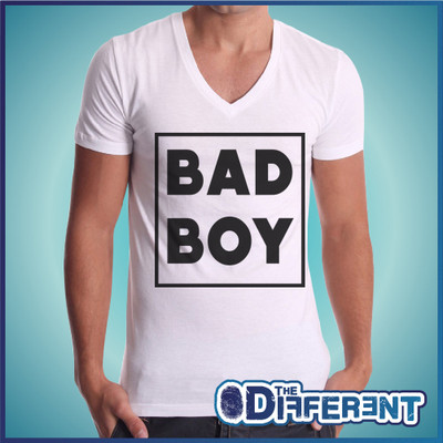 T-shirt V Neck Bad Boy Writing Black The Happiness Is Have My T-shirt ...