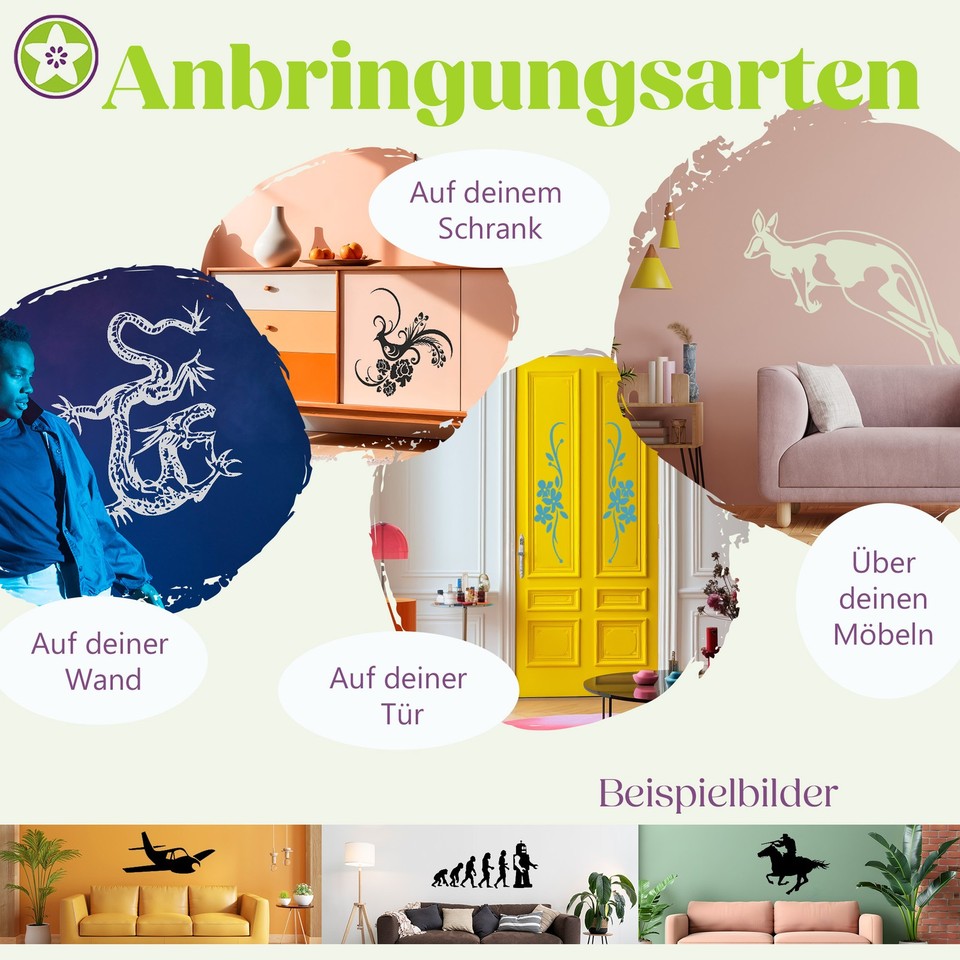 Autocollant Mural Rétro Cercle Pour Salon 0777 | eBay