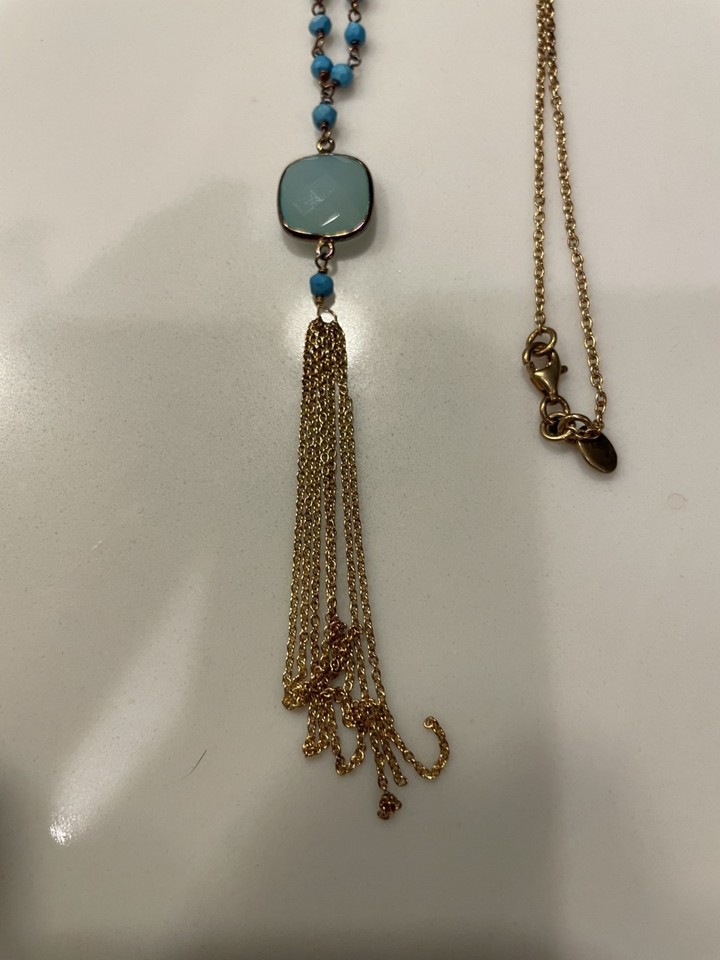 Sonya Renee Tess turquoise tassle Necklace - 32" chain with 3" pendant ...
