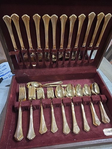 61 Pc Service For 12 ROYAL GALLERY JAPAN RGL24 GOLDEN FLAIR Gold In Box ...