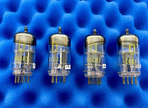 LOT of FOUR RFT ECC83 12AX7 Tubes /Amplitrex Tested @ 50% / Halo /1970 ...