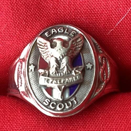 Boy Scout Vintage Eagle Scout Ring 14K White Gold Robbins Co. Size 10 ...