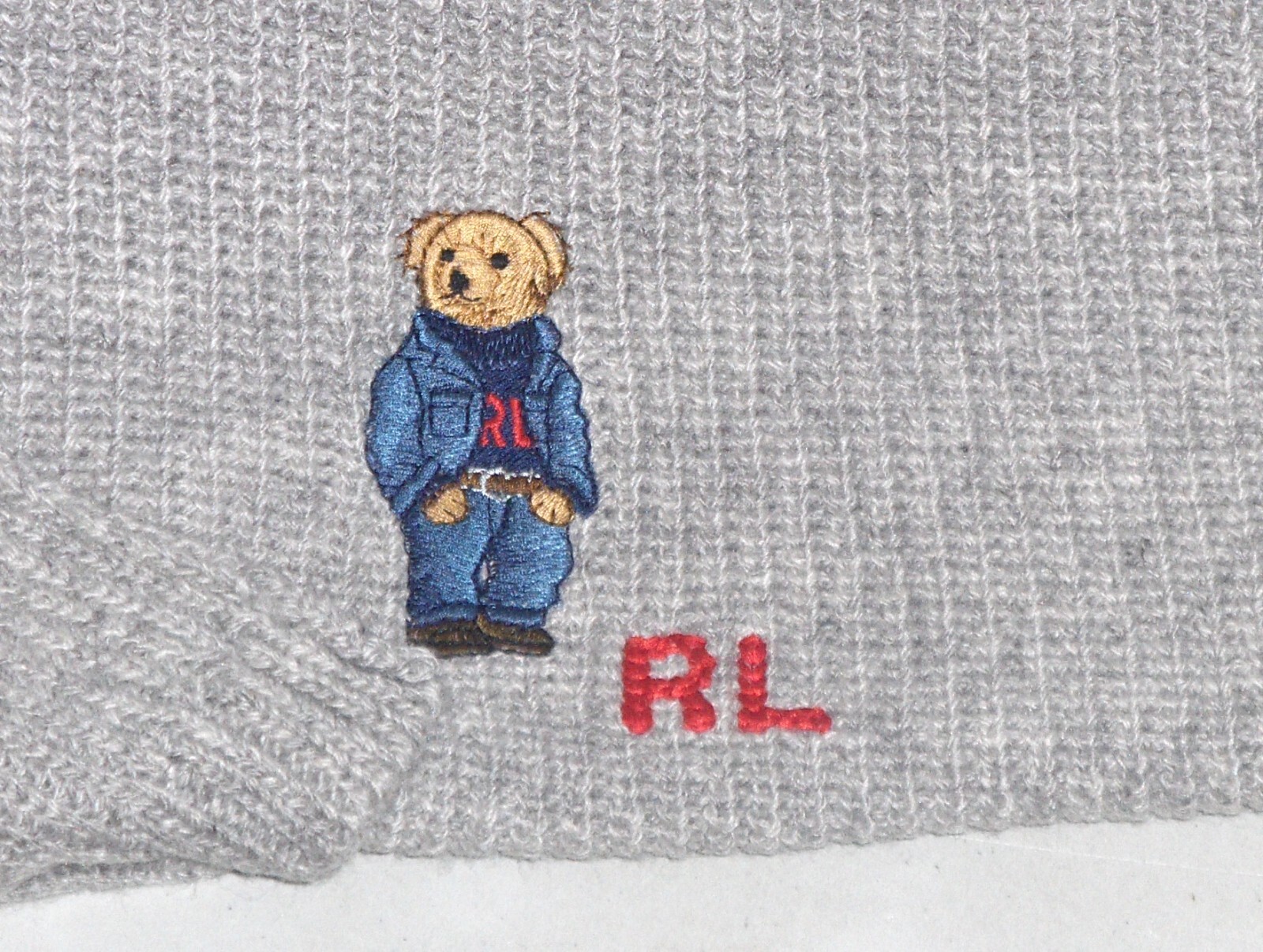 POLO RALPH LAUREN Men's RL Sweater Denim Bear Knit Beanie Hat & Scarf ...