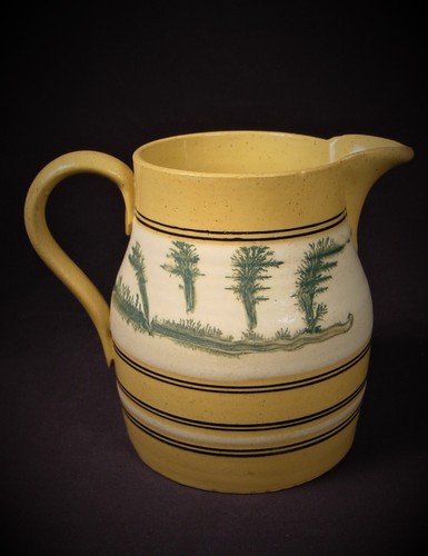 RARE 1800s GREEN SEAWEED MOCHA PITCHER YELLOW WARE MOCHAWARE MINT | eBay
