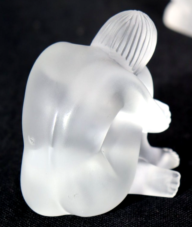Lalique France Frosted Crystal Seated Man Sculpture Head on Knee | eBay