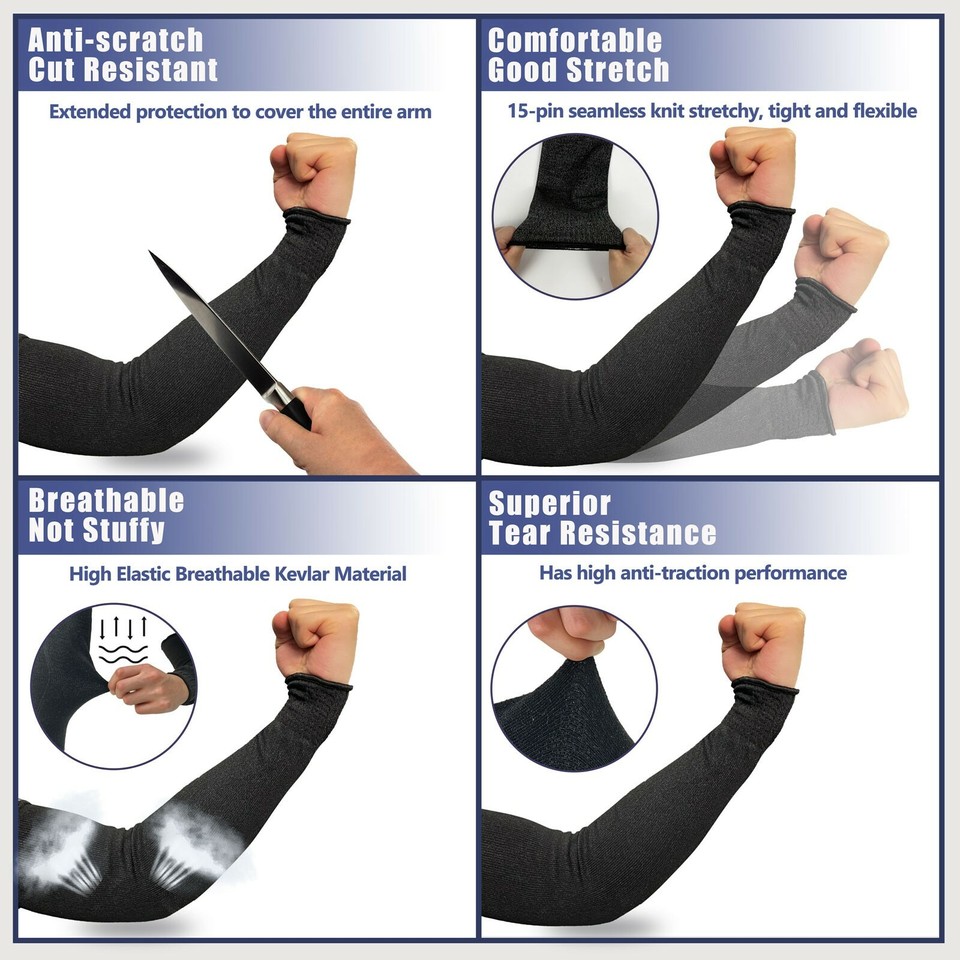 EvridWear Black Arm Protective Sleeves Cut Resistant Sleeves Arm Guards ...