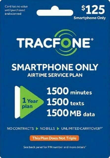 TracFone 1.5GB Data/1500 Minutes/1500 Texts 365 Days Service Extension ...