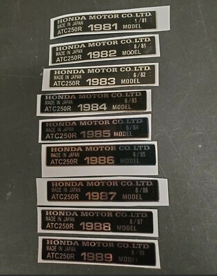 HONDA ATC 250R ATC250R CHROME ID TAG HRC FOR FRAME STICKER DECALS | eBay