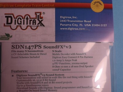 Digitrax - SDN 147 PS SOUND FX v3 DECODER - NIB | eBay