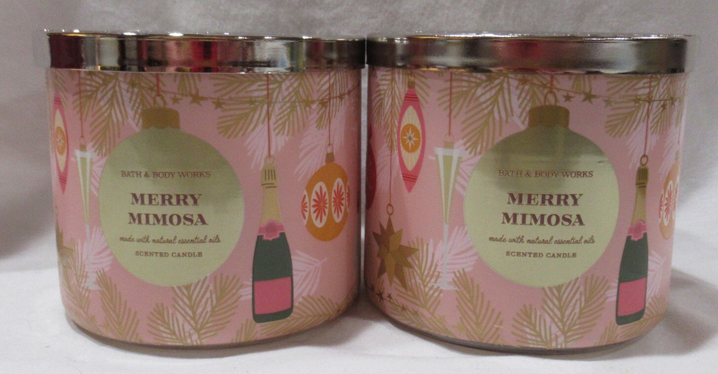 Bath & Body Works 3-wick Scented Candle Lot Set of 2 MERRY MIMOSA | eBay