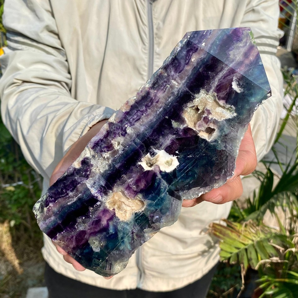 1.97LB Natural Fluorite Crystal Column Magic Wand Obelisk Point Earth ...