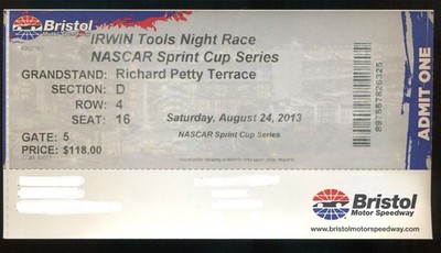 2013 Nascar Irwin Tools Night Race Ticket Stub Bristol TN Matt Kenseth ...