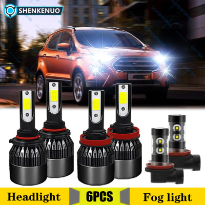 LED Headlight High Low Beam + Fog Light 6x Bulbs Kit For Ford EcoSport ...