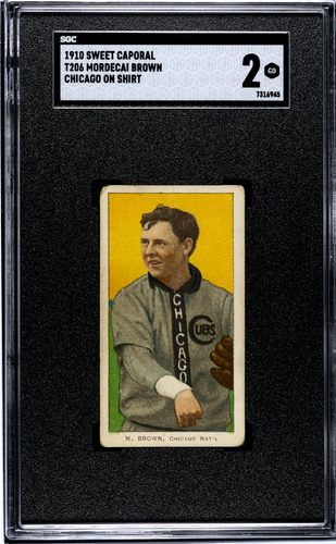 1909-11 T206 Sweet Caporal MORDECAI "THREE FINGER" BROWN CHICAGO SGC 2 ...