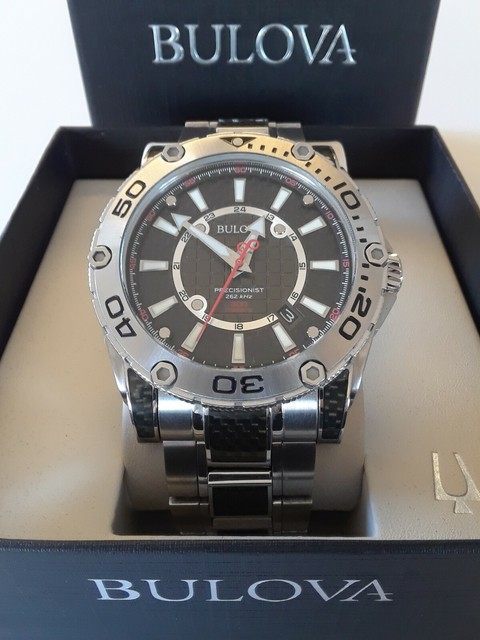 Bulova Men's 96B156 Precisionist Champlain Black carbon fiber Watch for ...