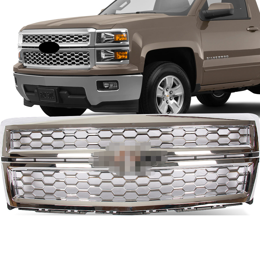 Front Grille Full Chrome Honeycomb Fit 14-15 Chevrolet Silverado 1500 ...