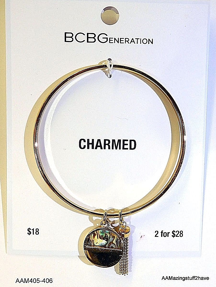 Gold Tone Charmed Bangle 2.5" Bracelet 2 Gold Tone charms BCBGeneration ...