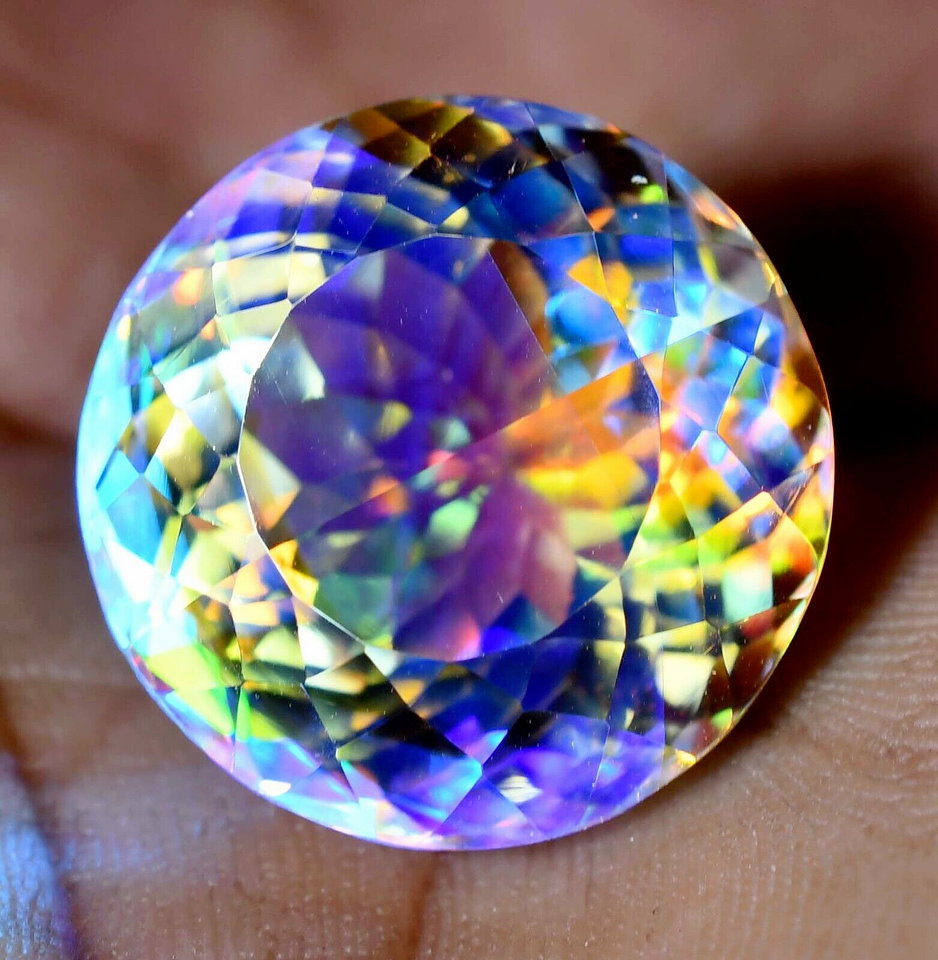 250 Ct Natural Rainbow Color Round Cut Mystic Topaz Loose Certified ...