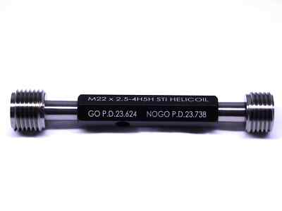 NEW M22 X 2.5 4H5H STI THREAD PLUG GAGE 22 GO NO GO P.D.'S = 23.624 ...