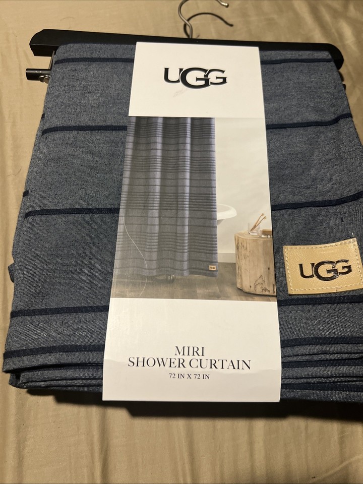 UGG Blue Striped Shower Curtain 72x72 NWT Miri Luxurious Curtain | eBay