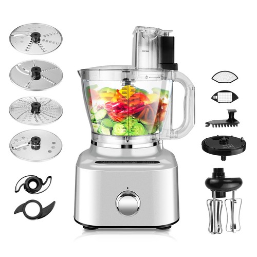 16 Cup Food Processor, Aluminum-Diecast Food Processors, 5 Preset Modes ...