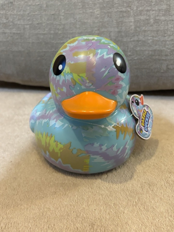 NEW, Jumbo 6" Dazzle Duckie Duck Toy TYE DYE Floats In Water | eBay