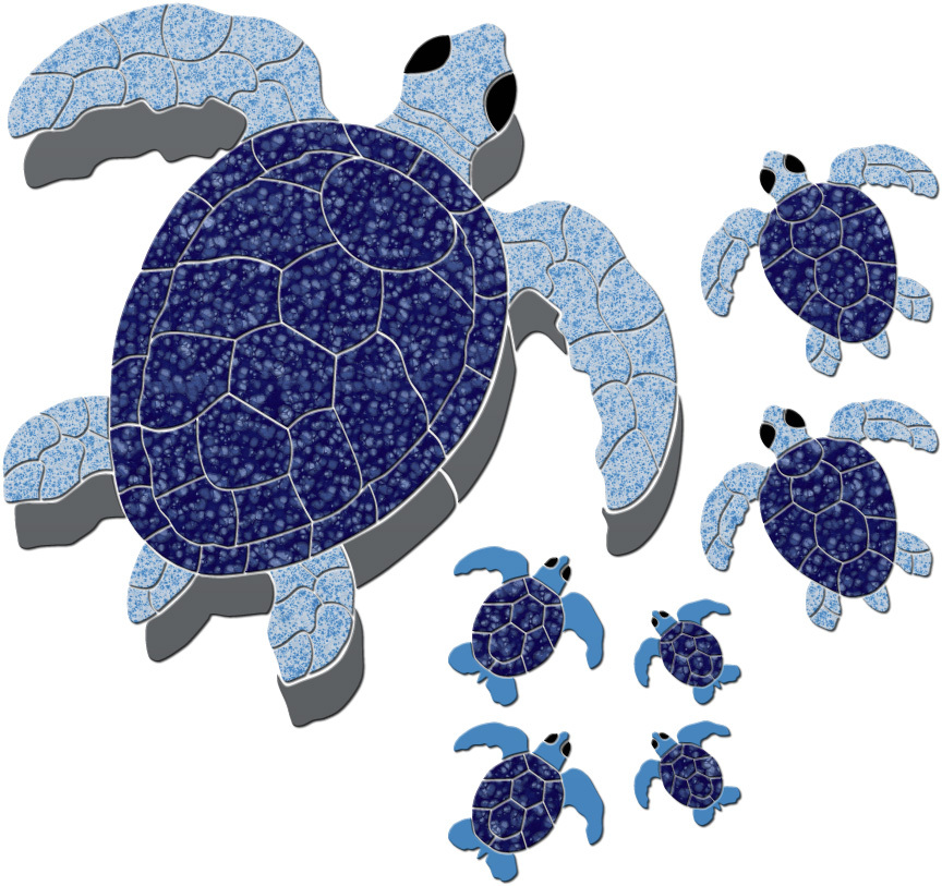Pattern For Turtle Mosaic Pool Loggerhead Turtle With Shadow Glass