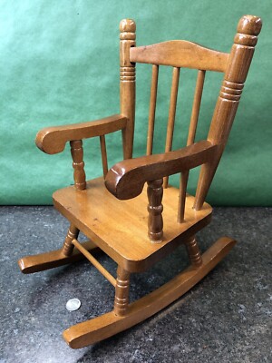 Vintage 1990 Heritage Mint Ltd. Miniature Doll / Bear Wooden Rocking ...