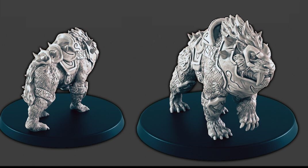 Armored Saber tooth Tiger (28mm Scale) 3d printed resin Miniatures for ...