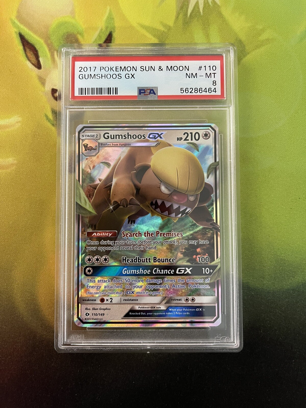 Pokemon - Gumshoos GX 110/149 - Sun & Moon Base Set 2017 - PSA 8 Near ...