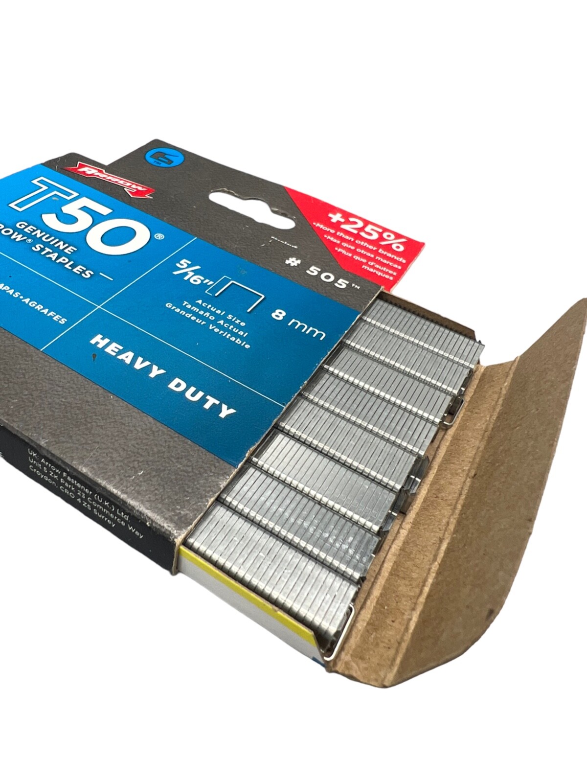 PACK OF 1250 x GENUINE ARROW T50 8mm (5/16") HEAVY DUTY STAPLES ...