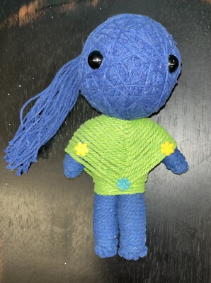Vintage 8" Voodoo Doll -String Doll-Blue & Green Handmade | eBay