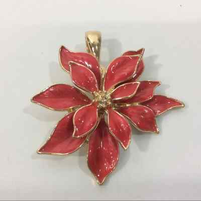 Vintage RMN Poinsettia Pendant Red Gold Trim | eBay